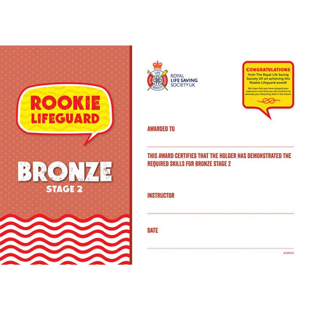 Rookie Lifeguard | Bronze Award Certificates | Stages 1 to 3 (Packs of